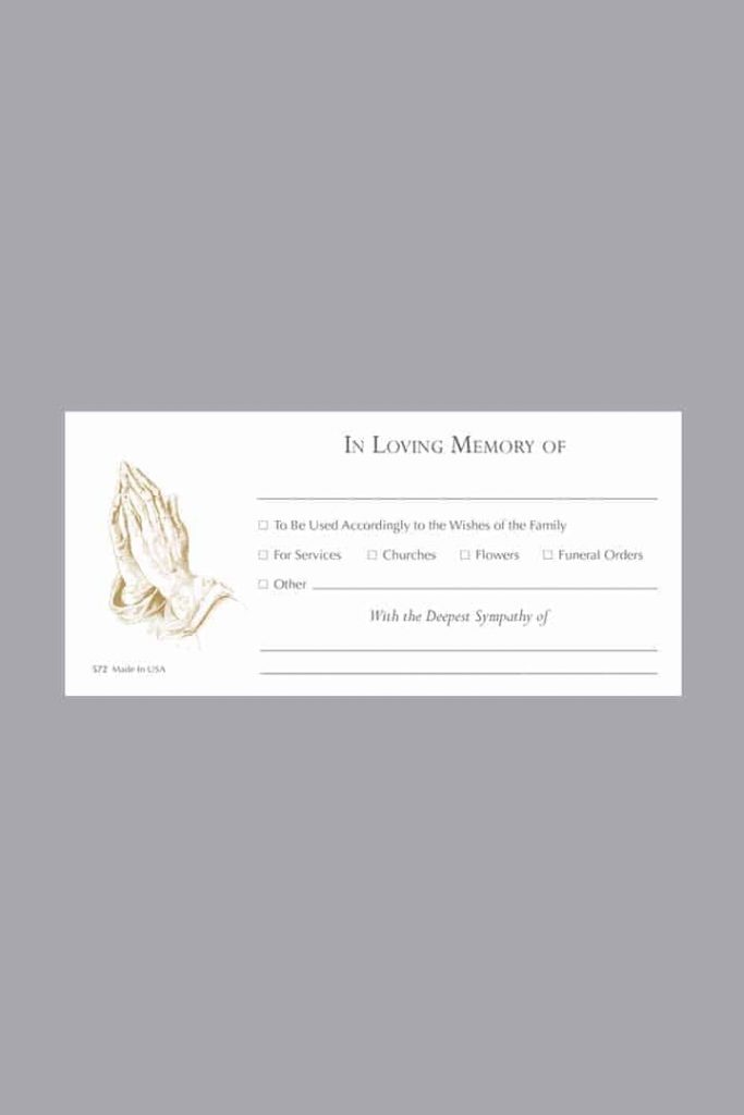 Praying Hands Memorial Envelope – Vischer Funeral Supplies