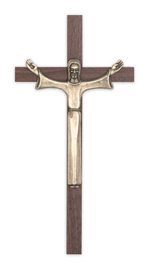 Slim Line Walnut Modern Risen Christ Cross – Vischer Funeral Supplies