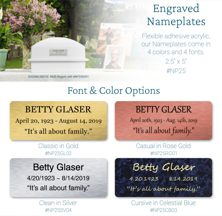 Engraved Name Plates - Vischer Funeral Supplies