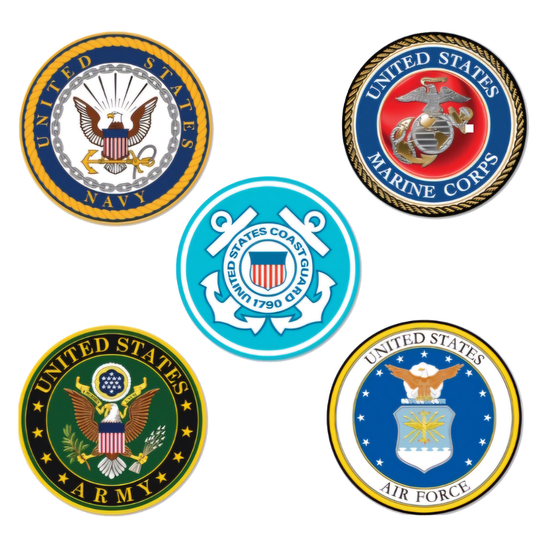 Magnetic Military Emblem Combo Pack- Includes 2 emblems of each branch ...